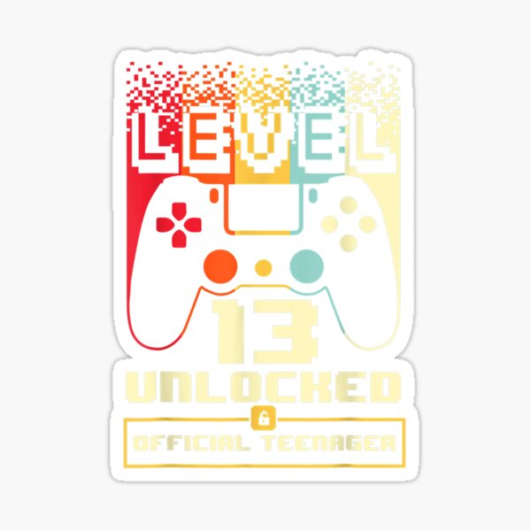 "13th Birthday Gift Boys Level 13 Unlocked Official Nager " Sticker for ...
