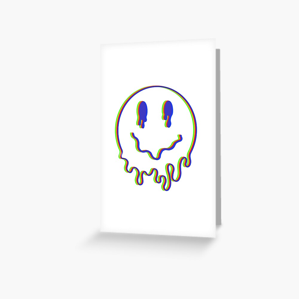 "Drippy Trippy Psychedelic Melting Smiley Face" Greeting Card by ...