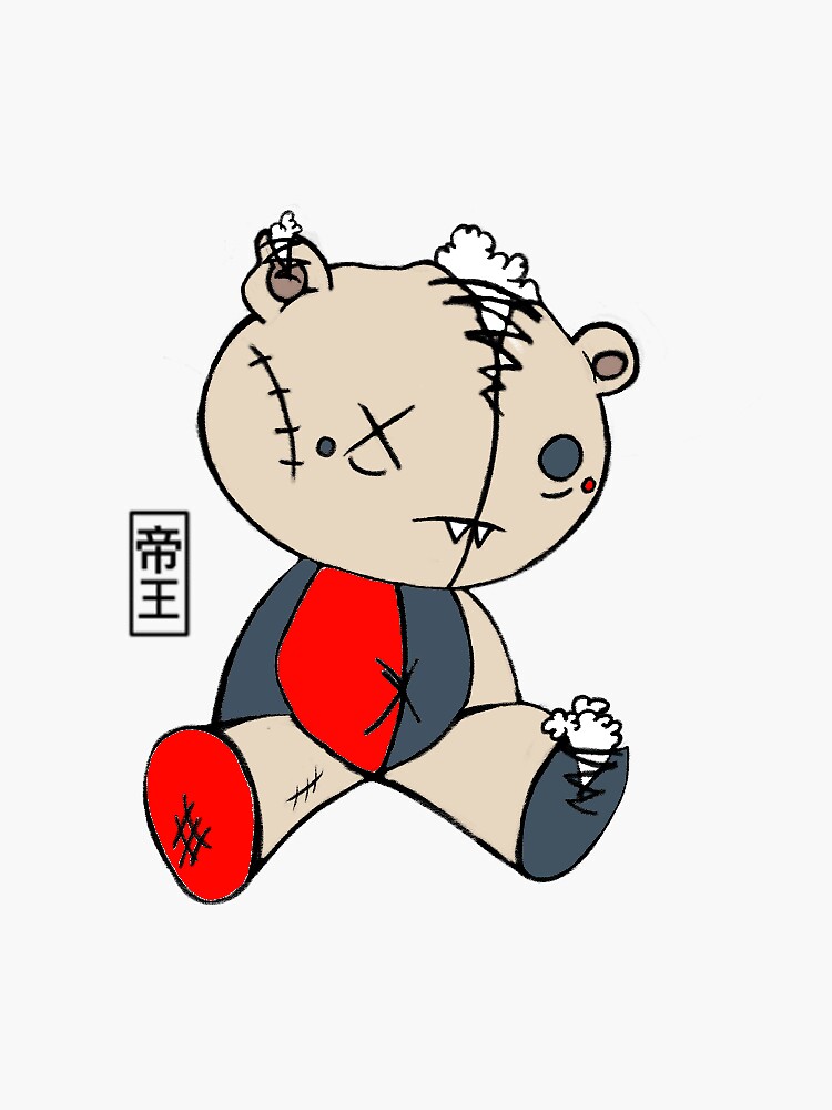 "Emo Japanese Teddy Bear" Sticker by Starthouse | Redbubble