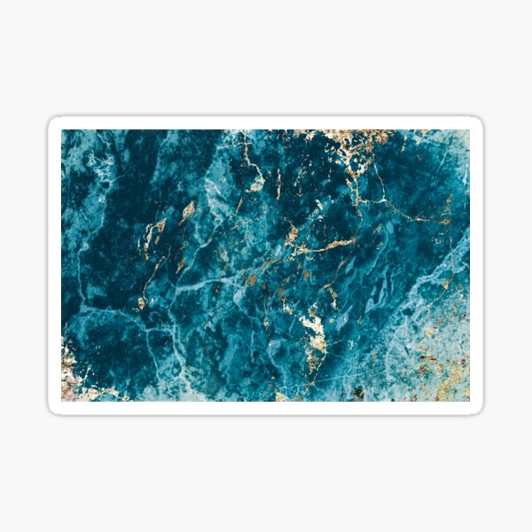 "Blue and gold marble, Turquoise Blue" Sticker by famousartwork | Redbubble
