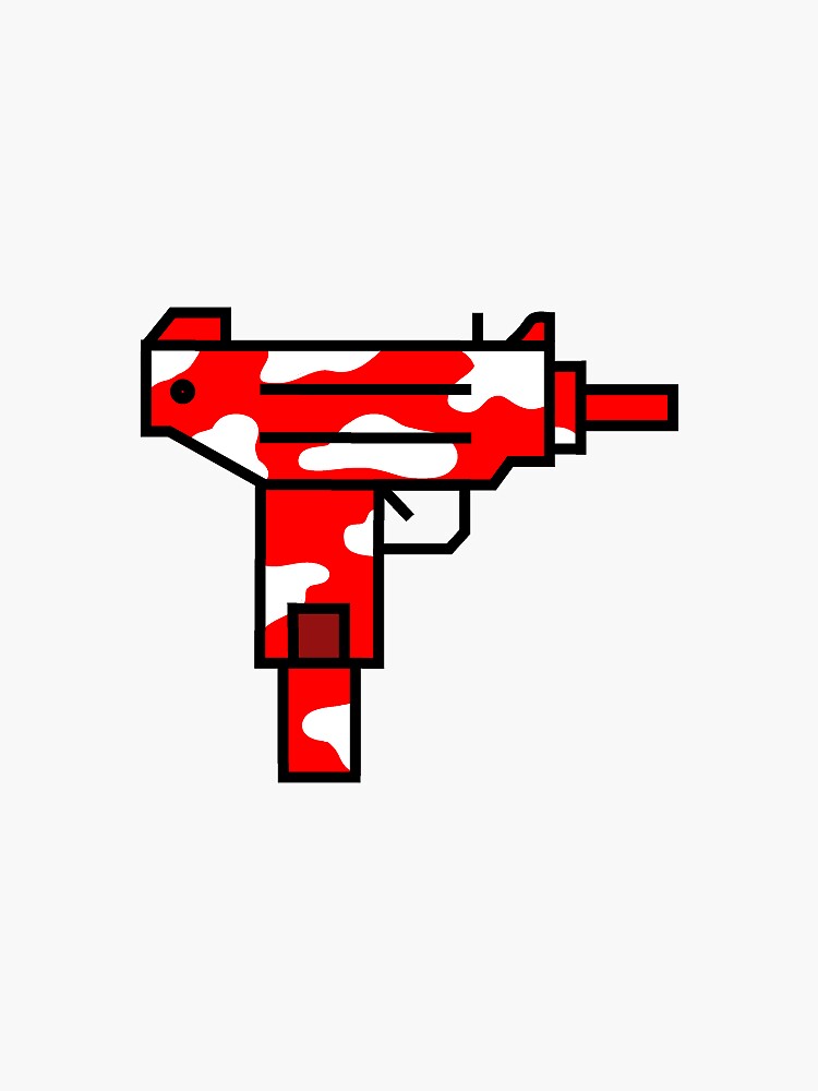 "RED CAMO UZI" Sticker for Sale by skkyy1 | Redbubble