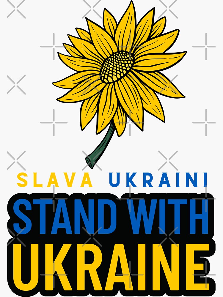 "Slava Ukraini Stand with Ukraine" Sticker by GoldfishDesign | Redbubble