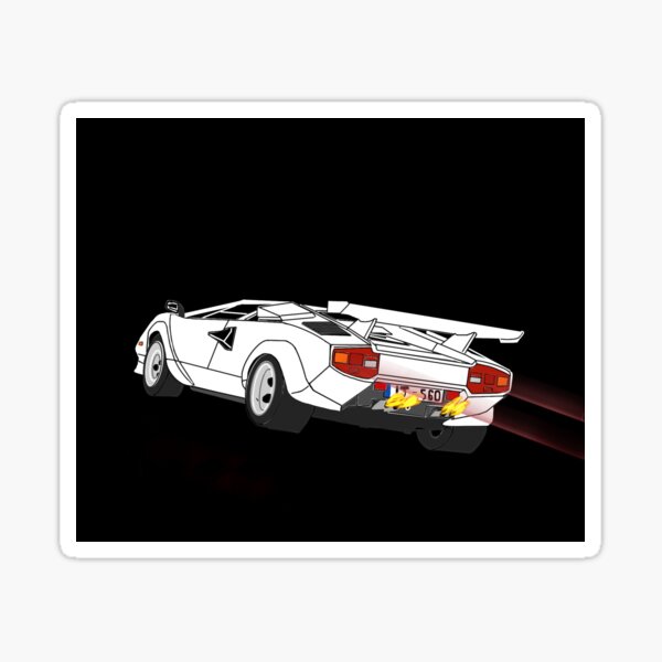 "White Countach " Sticker by MotorsportsArt | Redbubble