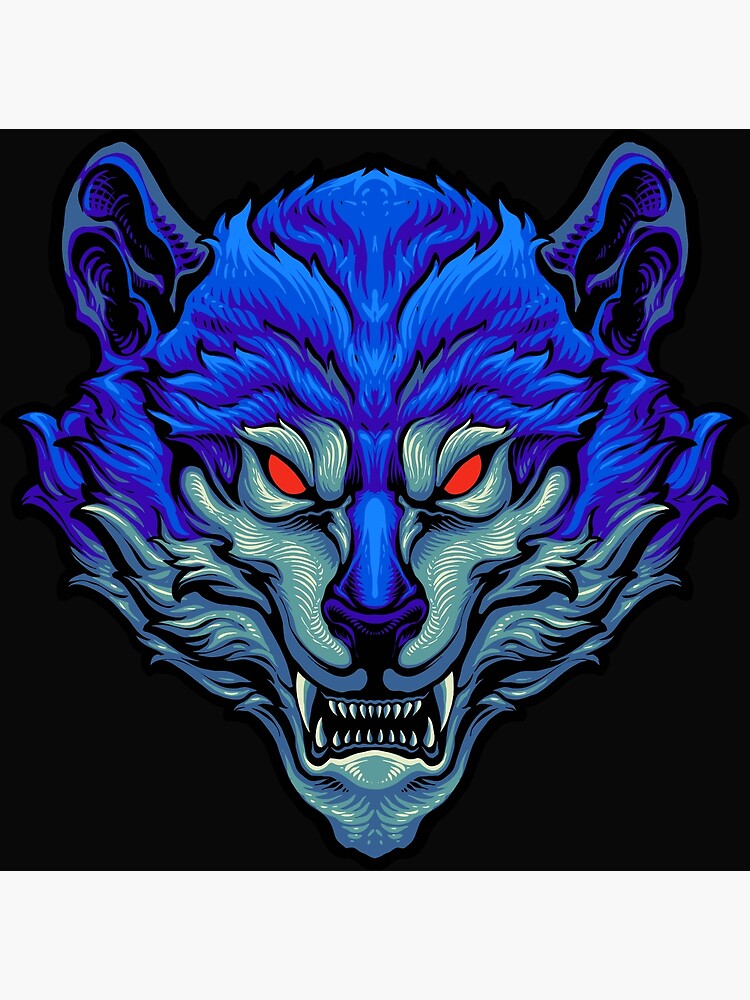 "Blue Angry Wolf Face - Wolves Art" Poster for Sale by DotALot-Store ...
