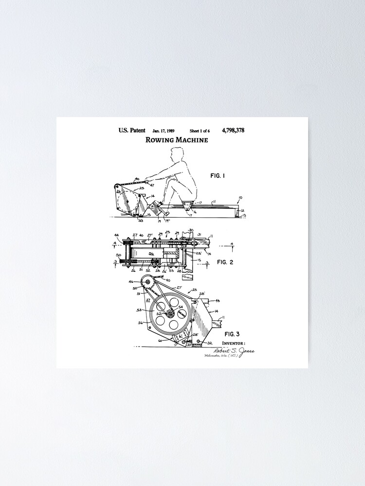 "Rowing machine patent, ERG machine lover" Poster for Sale by anodyle ...