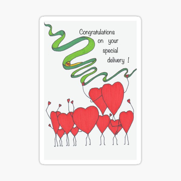 "Congratulations on your special delivery!" Sticker for Sale by ...