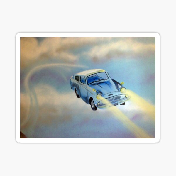 "Flying Blue Car " Sticker for Sale by MagicArtworks | Redbubble
