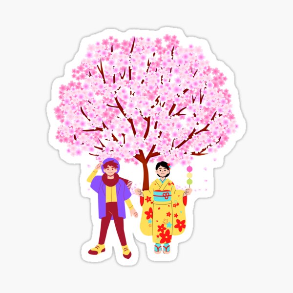 "Sakura Cherry Blossom Hanami " Sticker for Sale by ArtBeam | Redbubble