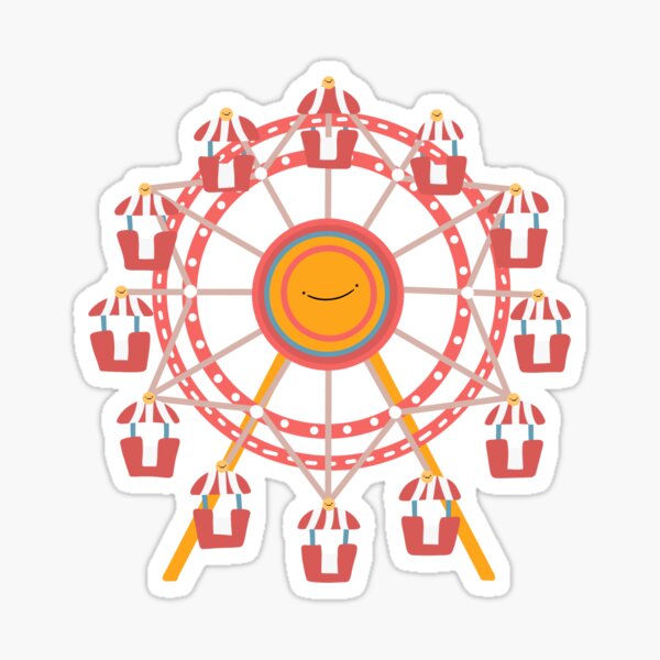 "Cute Happy Red and White Ferris Wheel" Sticker for Sale by ...