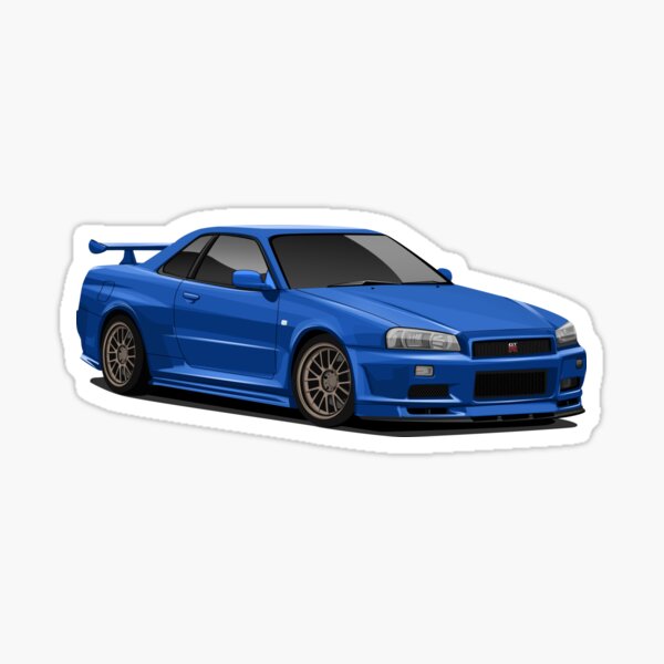 "Skyline R34 GT-R" Sticker by PetrolPin | Redbubble