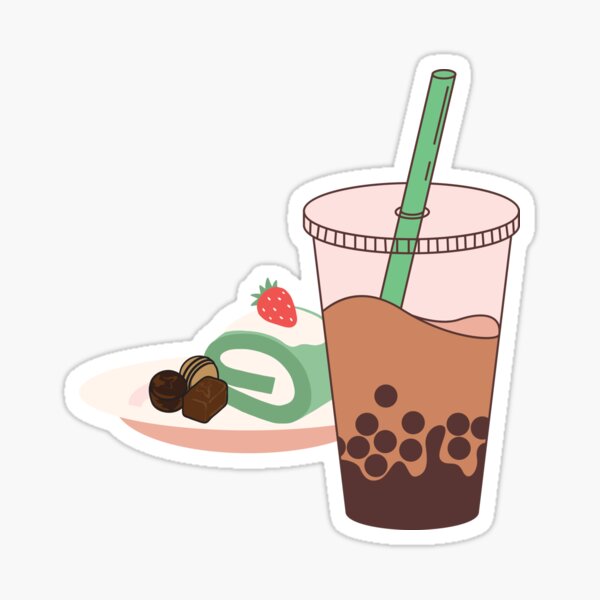 "Boba Tea And Matcha Cake" Sticker by Opals-and-Owls | Redbubble