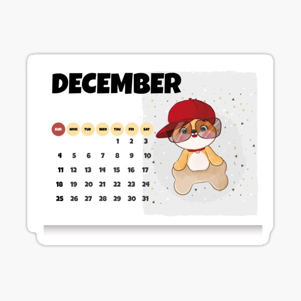 "december 2022 Mini Month calendar for bullet journal planner" Sticker ...