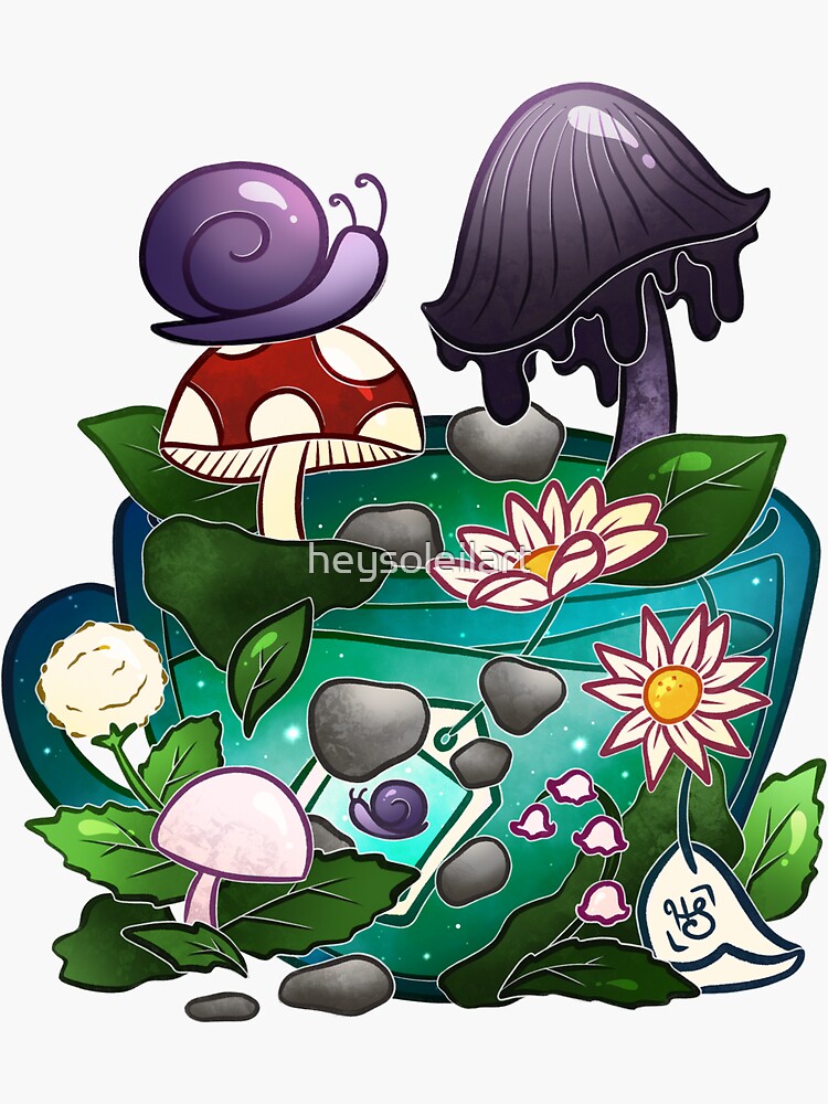"Mushroom Fairy Garden Teacup" Sticker for Sale by heysoleilart | Redbubble