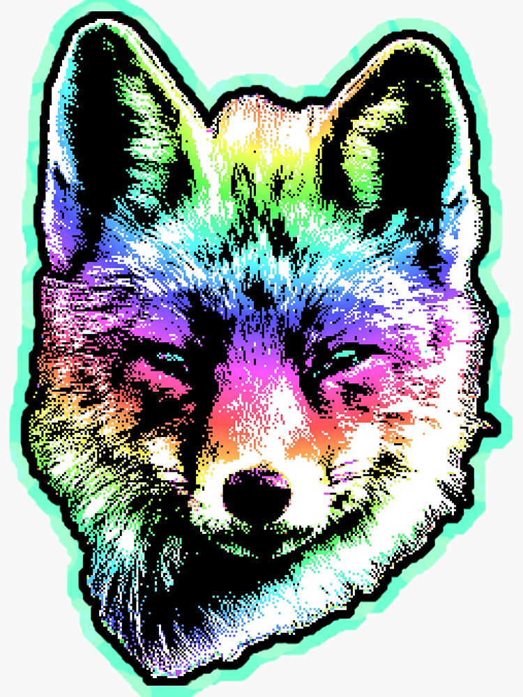 "Psychedelic Rainbow Fox" Sticker by outkast-oasis | Redbubble