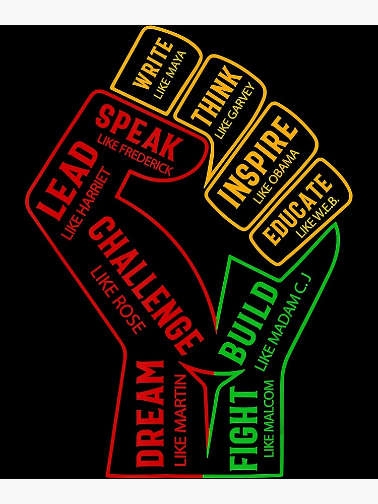 "Black Leaders Power Fist Hand Inspiring Black History Month " Art ...