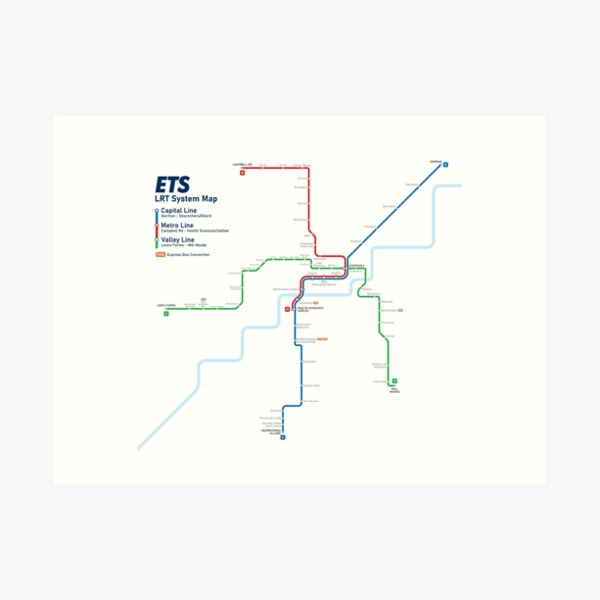 "Edmonton Light Rail Transit Map" Art Print for Sale by whatchyyc ...