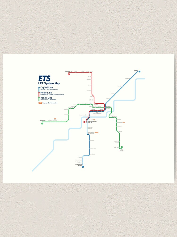 "Edmonton Light Rail Transit Map" Art Print for Sale by whatchyyc ...
