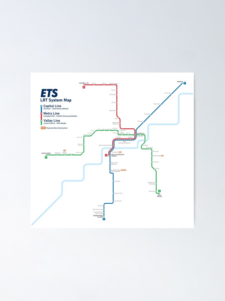"Edmonton Light Rail Transit Map" Poster for Sale by whatchyyc | Redbubble