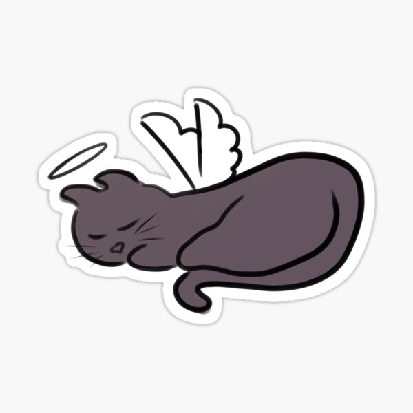 "Black Cat Angel Sleeping Cute" Sticker by sartwberry | Redbubble