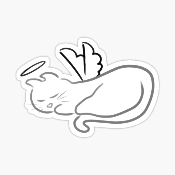 "White Cat Angel Sleeping Cute" Sticker for Sale by sartwberry | Redbubble