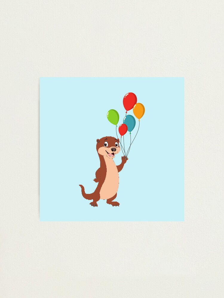 Lámina fotográfica «Nutria de mar con globos: nutria linda que vuela ...