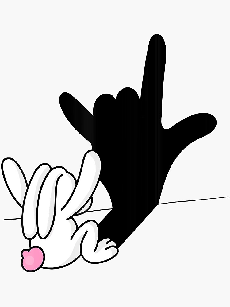 "Bunny Reflection I Love You Hand Sign Language ASL Easter" Sticker by ...