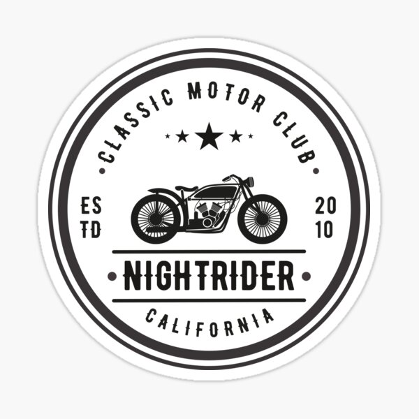 "Black and White Vintage Classic Motorcycle Club " Sticker by ANIS ...