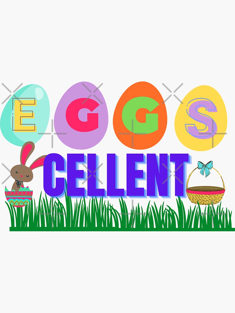 "Easter Eggs-cellent Cute Bunny" Sticker for Sale by Bermygirl | Redbubble