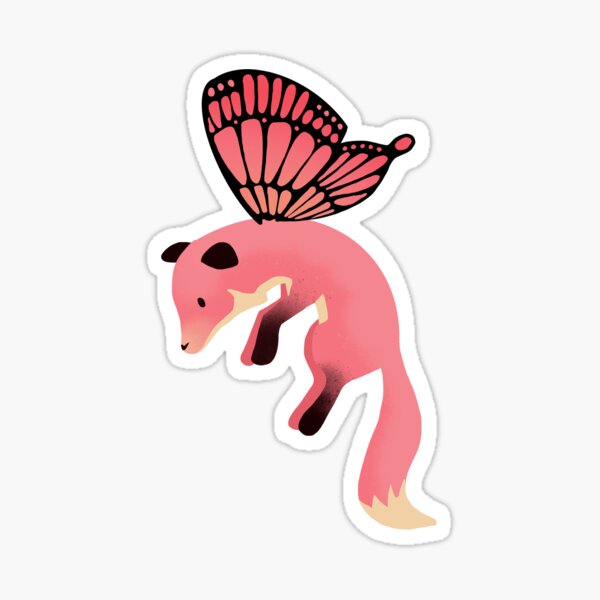 "Red Fox with Butterfly Wings" Sticker for Sale by sewohayami | Redbubble