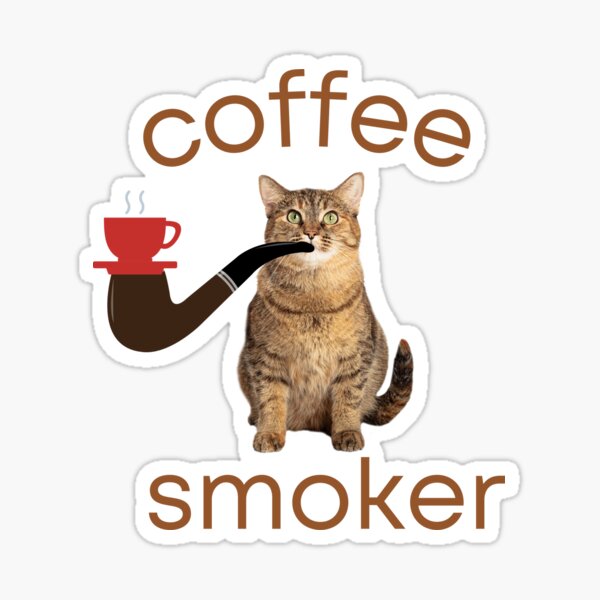 Pegatina «Ahumador de café | Gato fumador | cigarro gato | Gato ...