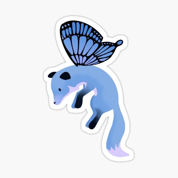 "Blue Fox with Butterfly Wings" Sticker by sewohayami | Redbubble