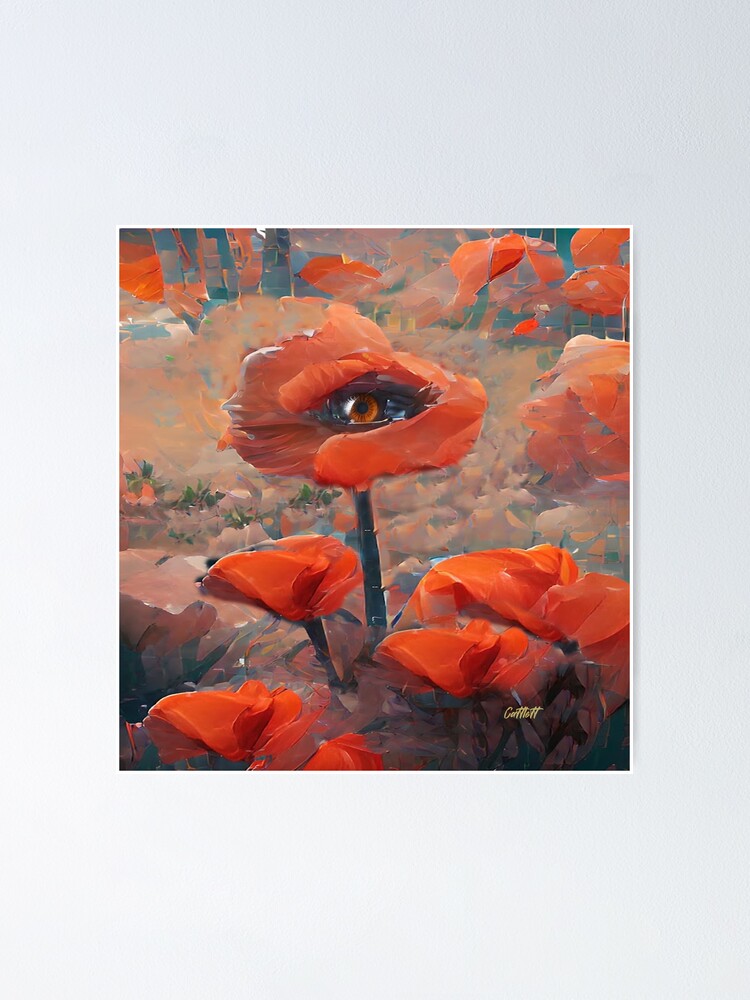 "Painting of poppies - Poppy flower - Eye - Surrealism - Poppies ...