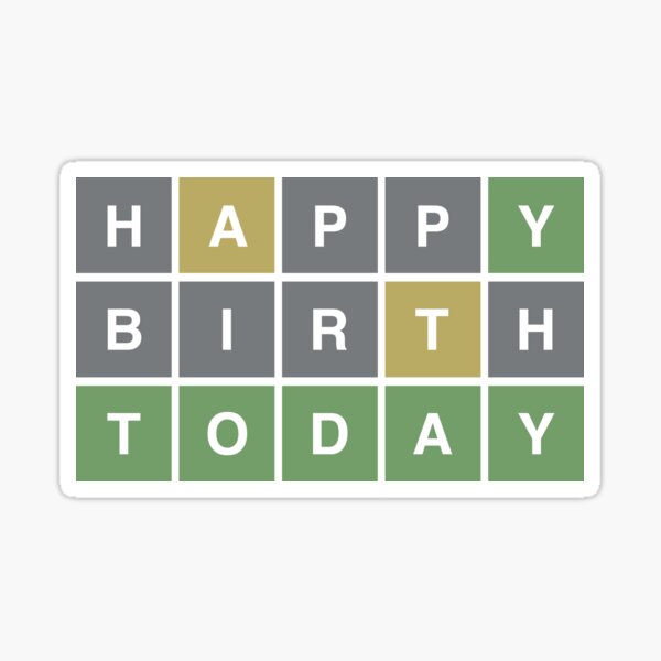 "Wordle Happy Birthday Today, Wordle Birthday" Sticker by nookworker ...
