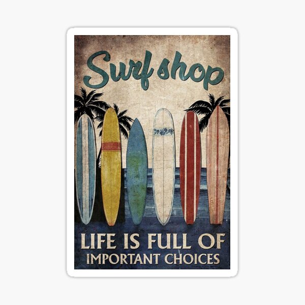 "Surfing Surf Shop" Sticker by ovarevekka97 | Redbubble