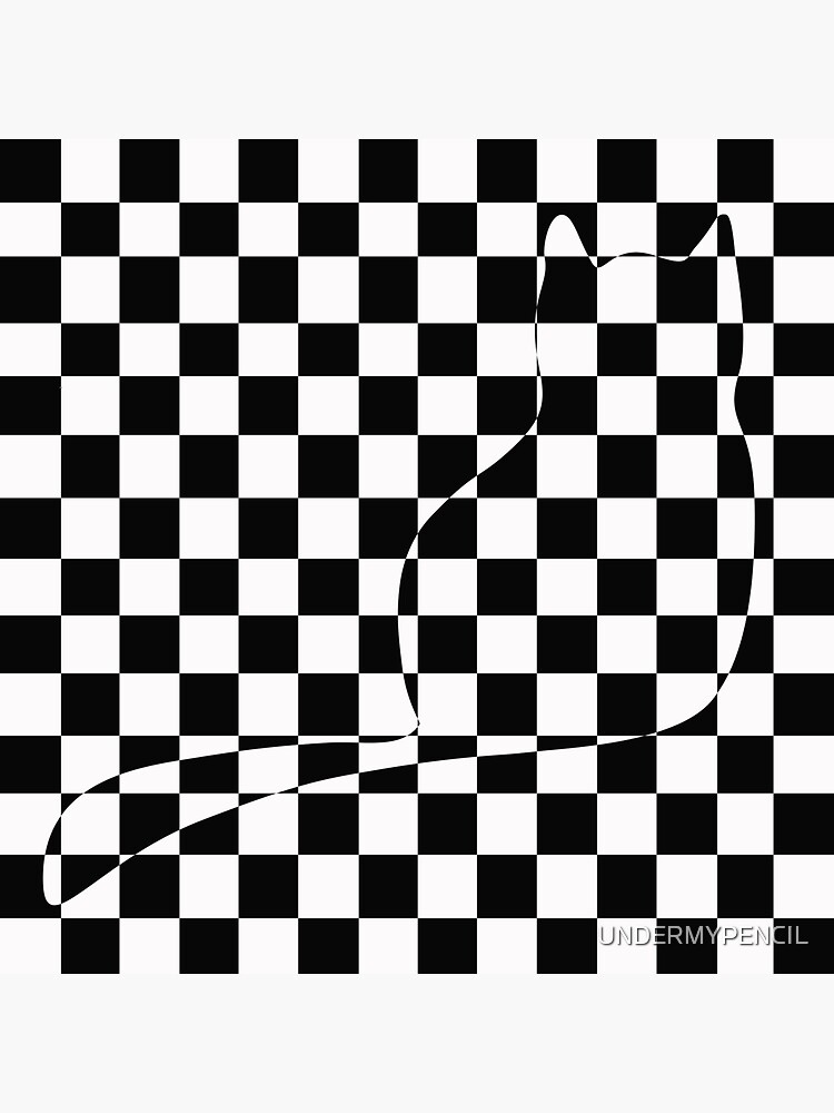 "Checkered Cat" Sticker for Sale by UNDERMYPENCIL | Redbubble