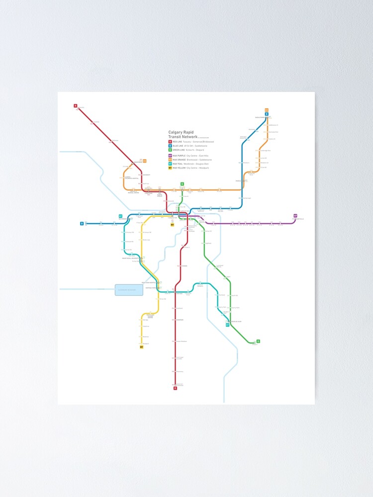 "Calgary Rapid Transit Map" Poster for Sale by whatchyyc | Redbubble