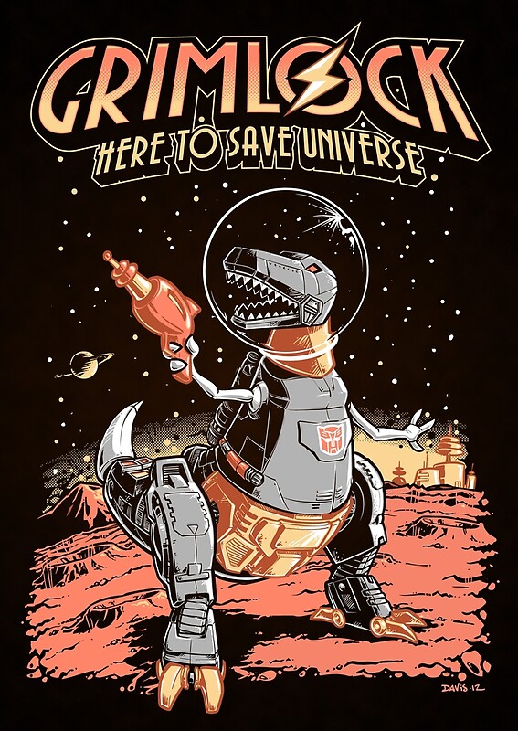 "Space Pulp Robot Dinosaur Hero (Print Version)" by Obvian | Redbubble