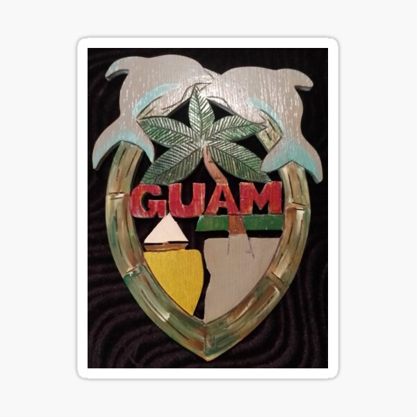 "GUAM SEAL, DOLPHIN COCONUT TREE, LATTE STONE, GUAM" Sticker for Sale ...