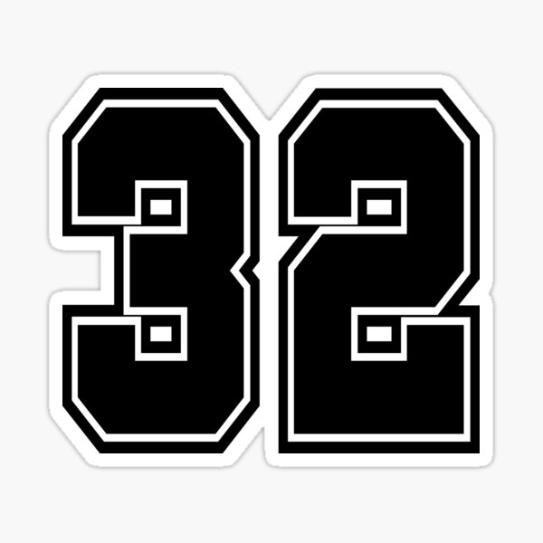 "32 shirt number number college style" Sticker by GeogDesigns | Redbubble