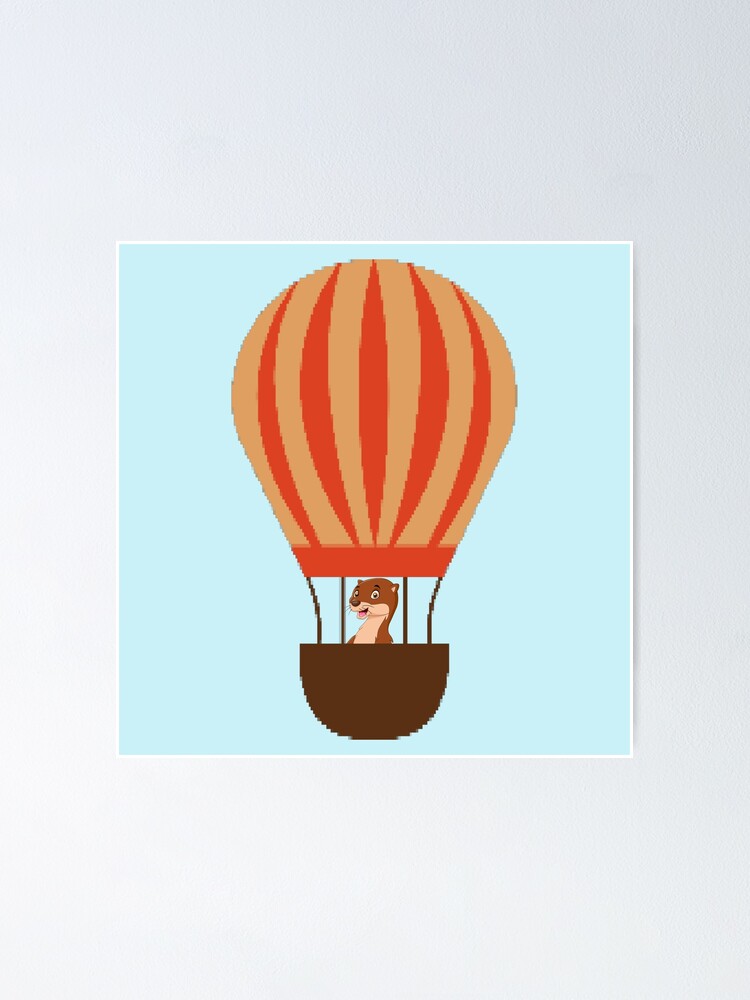 Póster «Nutria de mar con globos: nutria linda que vuela con globos de ...