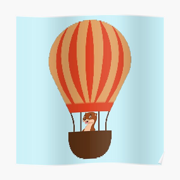Póster «Nutria de mar con globos: nutria linda que vuela con globos de ...