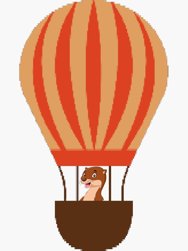 Pegatina «Nutria de mar con globos: nutria linda que vuela con globos ...
