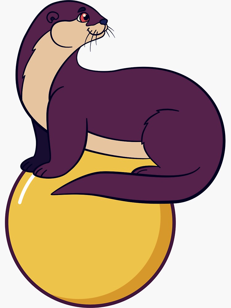 Pegatina «Nutria de mar con globos: nutria linda que vuela con globos ...