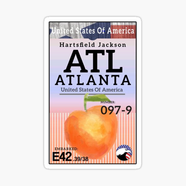 "ATLANTA HARTSFIELD JACKSON AIRPORT GEORGIA LUGGAGE BAGGAGE TAG PEACH ...
