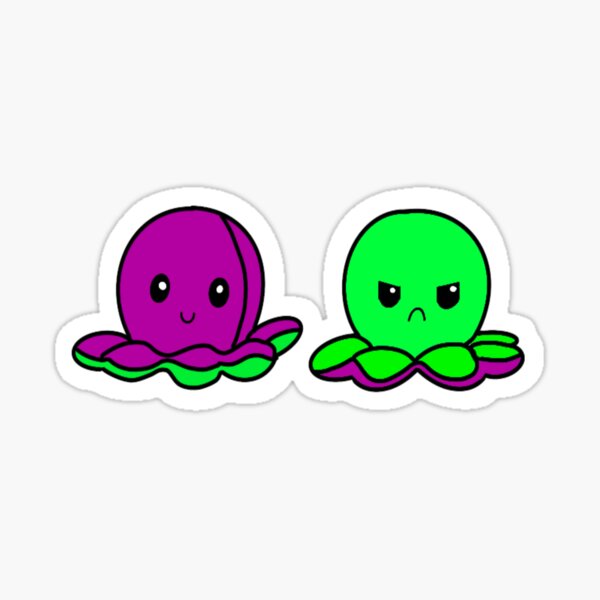 "Green and Purple Reversible Octopus " Sticker by CharlotteKArt | Redbubble