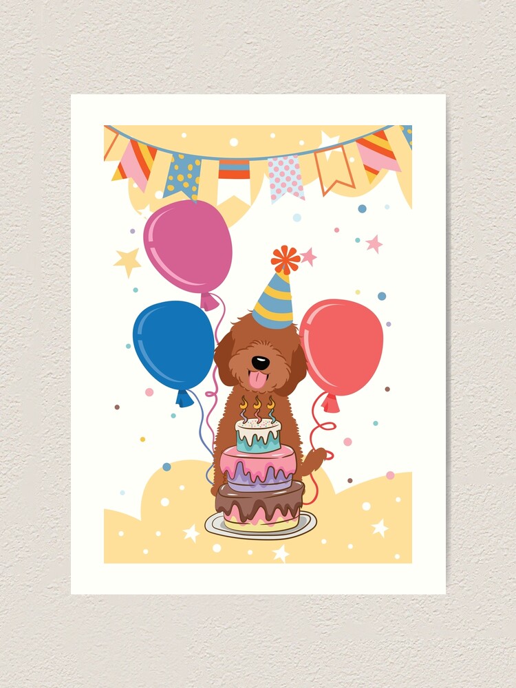 "Happy Birthday Red Ruby Cockapoo Cavapoo Cavoodle" Art Print for Sale ...