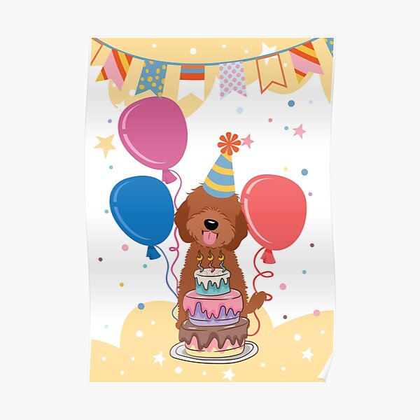 "Happy Birthday Red Ruby Cockapoo Cavapoo Cavoodle" Poster by ...