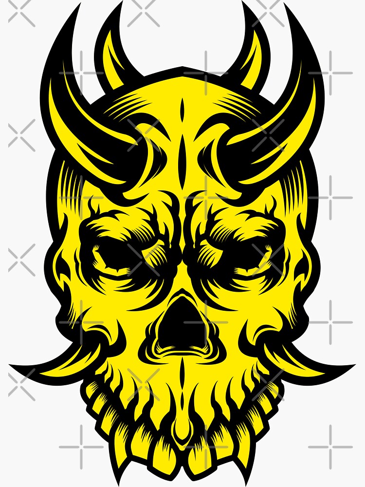 "Yellow face of demon" Sticker for Sale by NrtArt | Redbubble