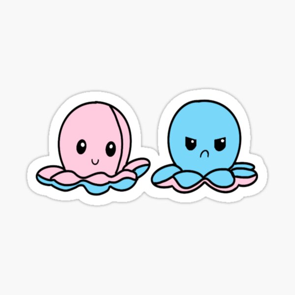 "Pink and blue Reversible Octopus " Sticker by CharlotteKArt | Redbubble