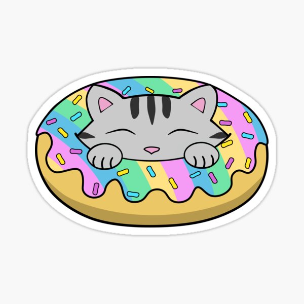 "Pastel Rainbow Donut Cat" Sticker by Purr95 | Redbubble